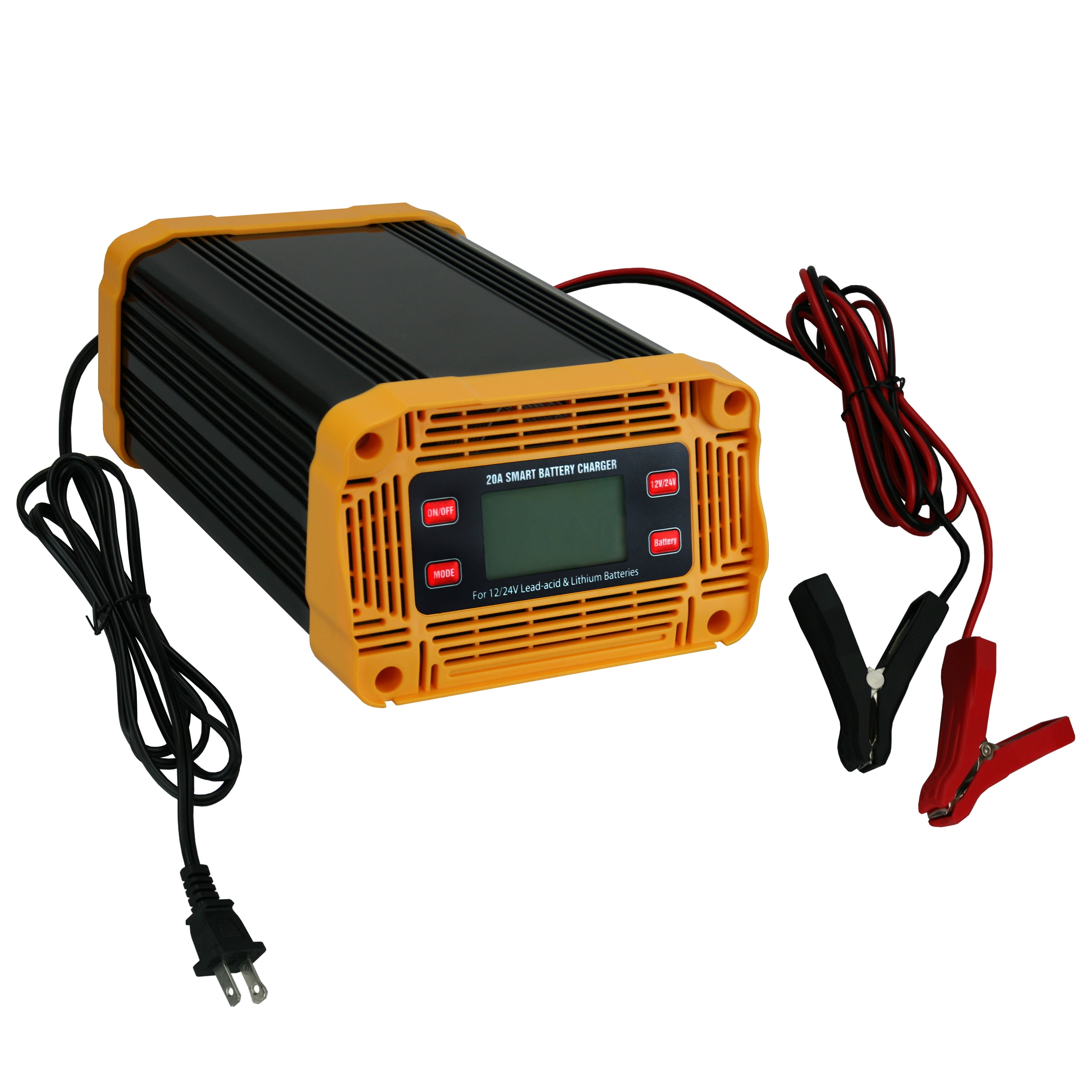 20-Amp Car Battery Charger, 12V and 24V Smart Fully Automatic Battery ...