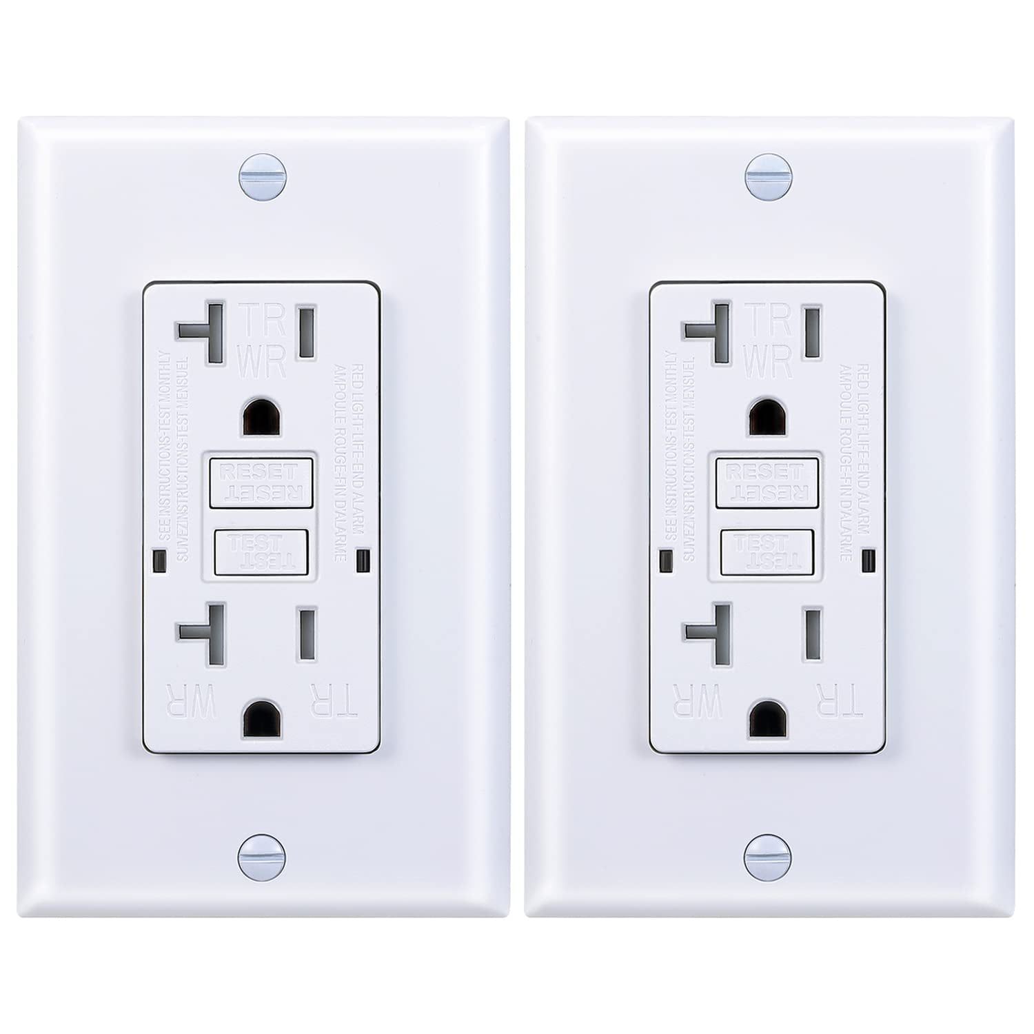 20 Amp GFCI Outlet, Tamper-Resistant, Weather Resistant Receptacle ...