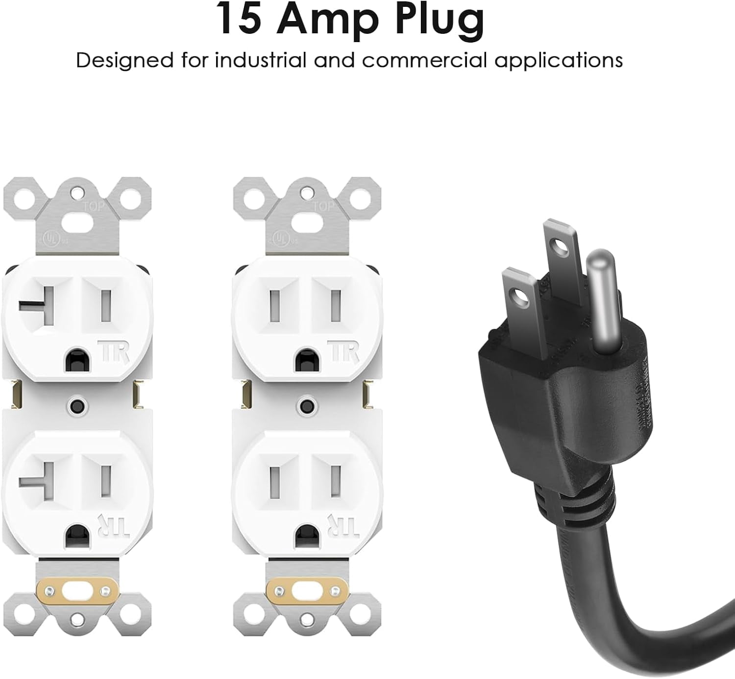 20 Amp Power Strip Heavy Duty 2 Pack, 4800J Surge Protector Metal Power ...