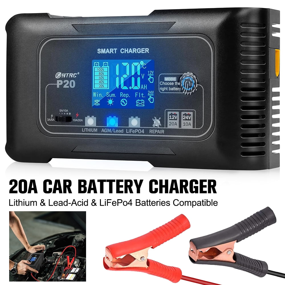 20-Amp Smart Battery Charger,12V/20A & 24V/10A Car Battery Charger ...