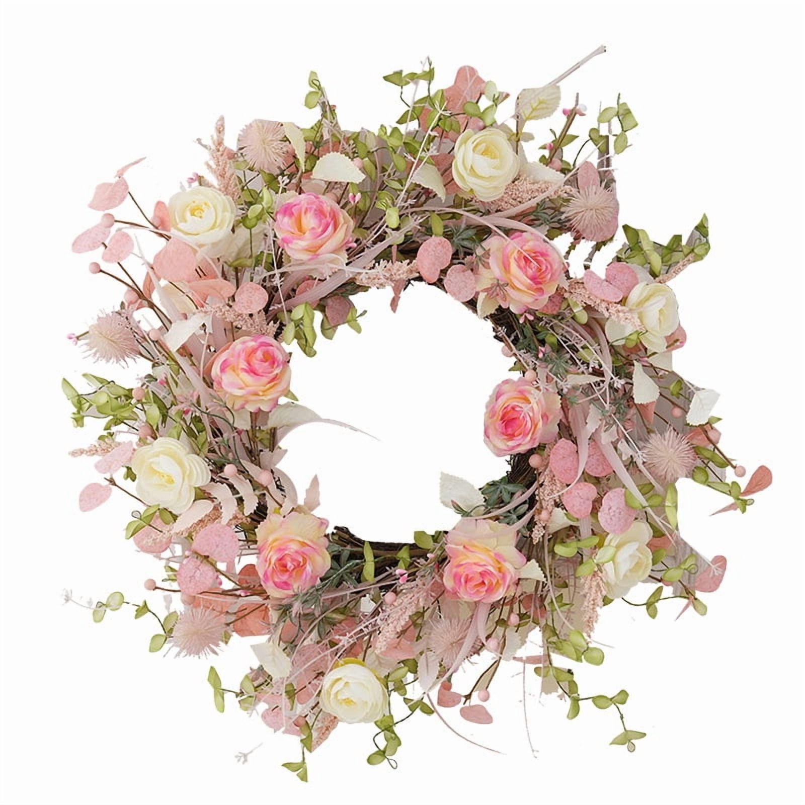 20" Artificial Flower Garlands Spring Decorations, Fake Spring Wreaths ...