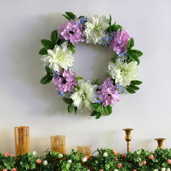 20" Artificial Flower Wreath for Spring & Summer | Colorful Plastic ...