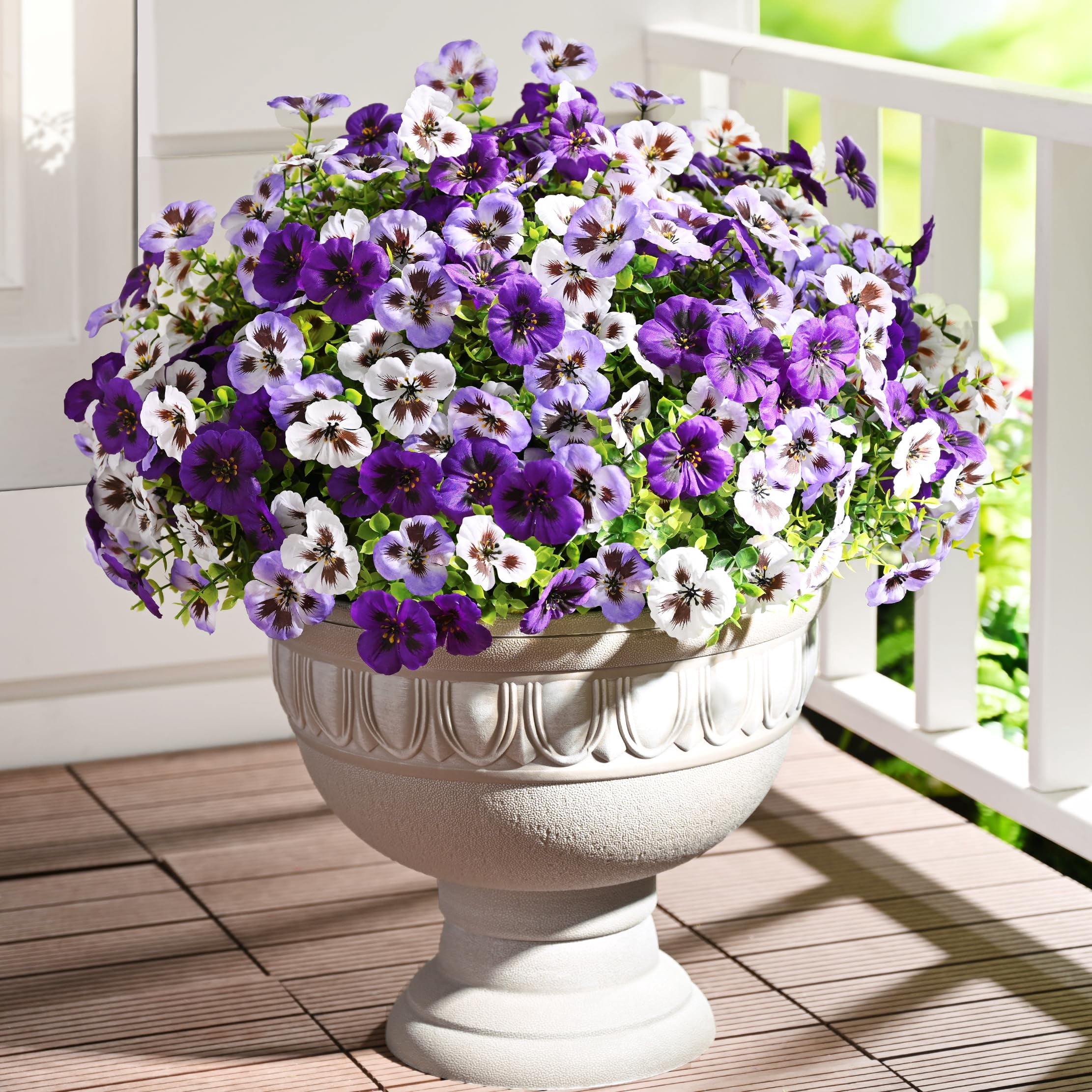 20 Artificial Pansy Flowers For Outdoor Uv Resistant Faux Silk Planters ...