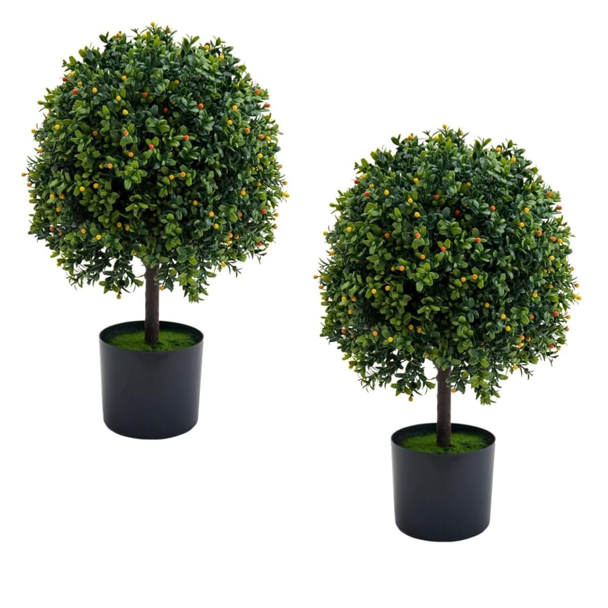 20" Artificial Plant Topiary Ball Set of 2 Green Boxwood Balls ...