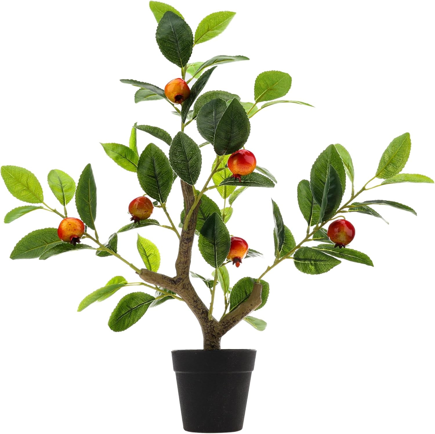 20" Artificial Pomegranate Tree Fake House Green Plant Fruits ...