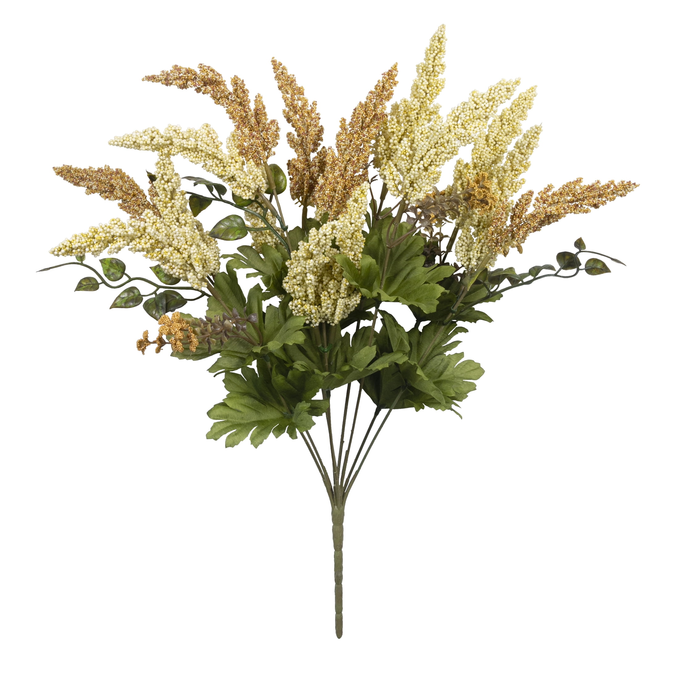 20" Artificial Silk Cream & Brown Heather Mixed Fall Bush, by Mainstays ...