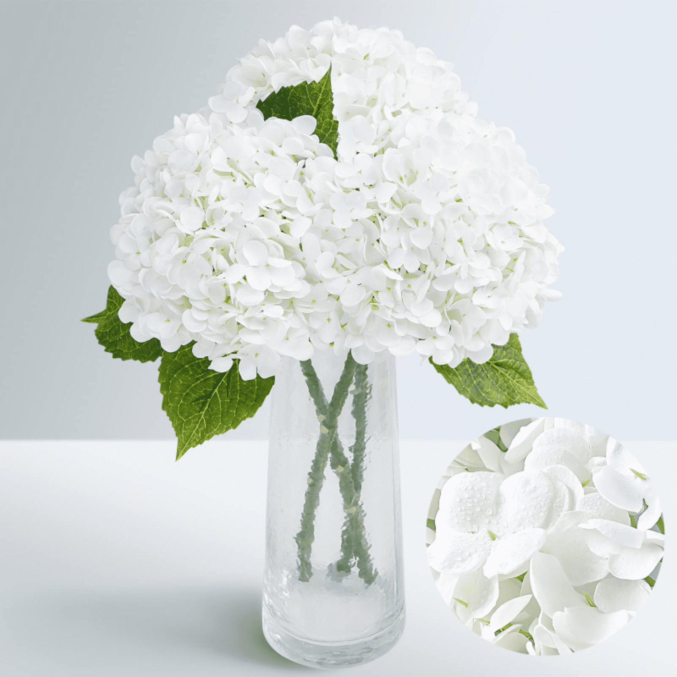 20" Artificial White Hydrangea Flowers Large Faux Latex Real Touch Fake ...