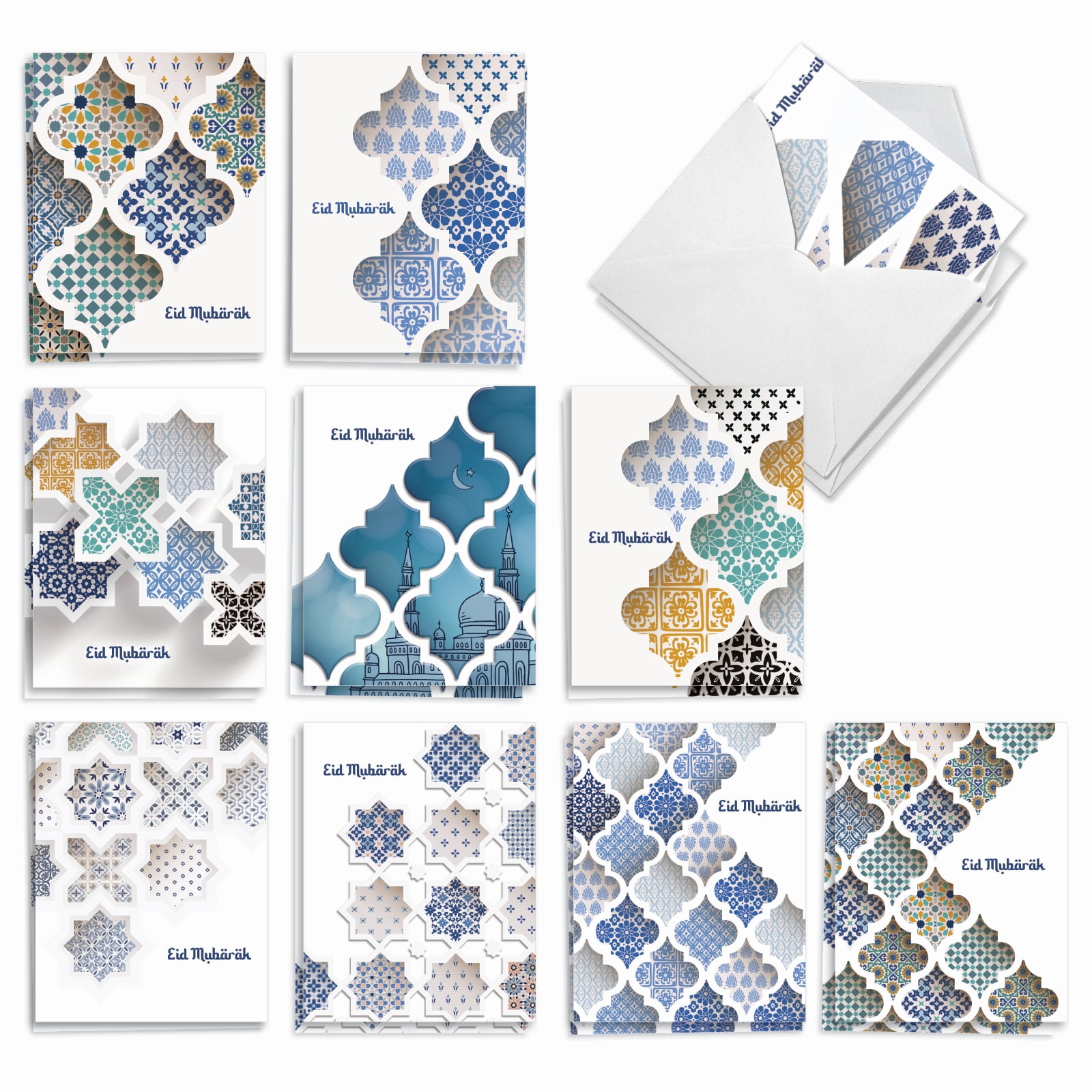 20 Assorted Blank Eid Notecards Bulk Box Set 4 x 5.12 Inch with ...