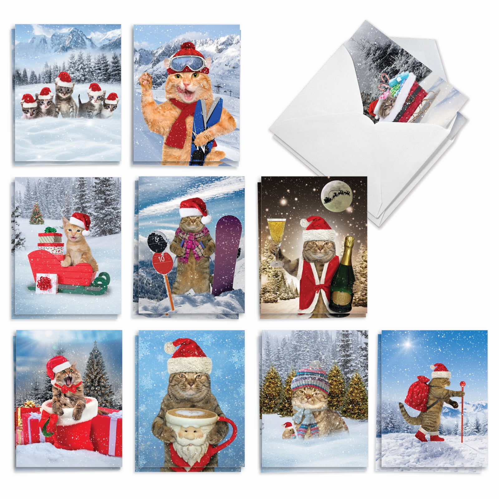 20 Assorted Christmas Notes Set 4 x 5.12 Inch with Envelopes (10 ...
