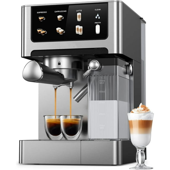20 Bar Espresso Machine with Automatic Milk Frother, Cappuccino & Latte ...