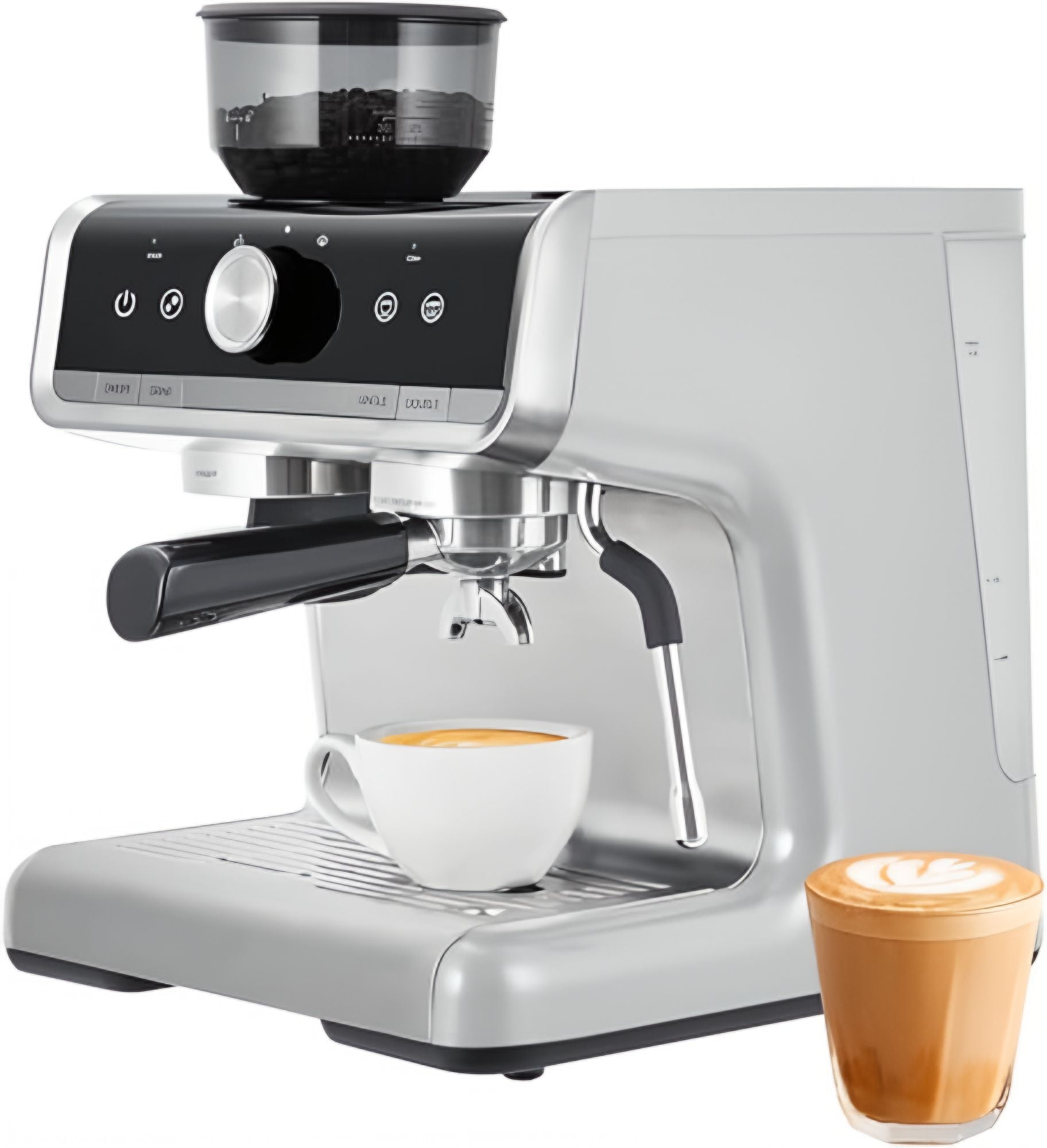 20 Bar Espresso Machine with Grinder & Milk Frother, Stainless Steel ...