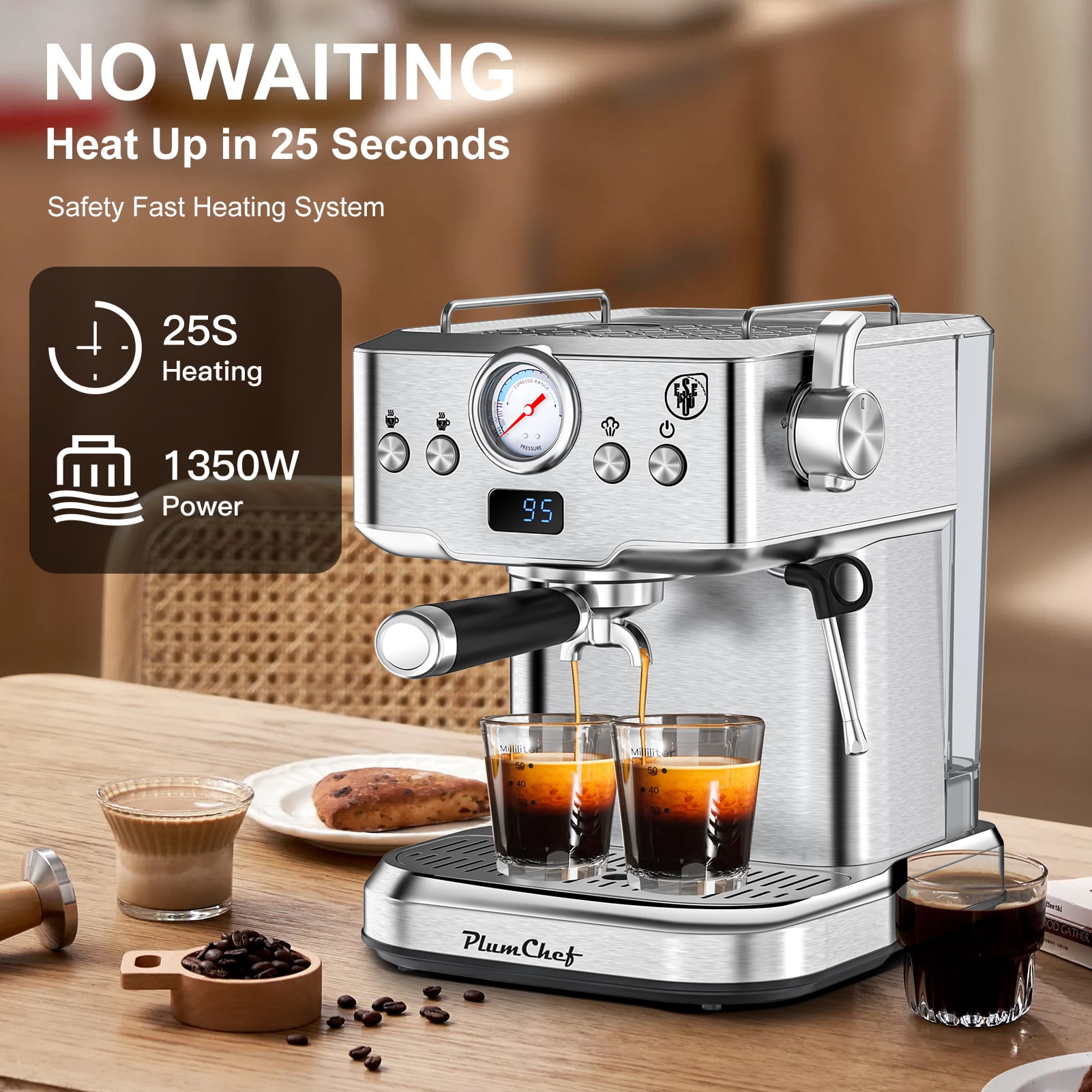 20 Bar Espresso Machine with Milk Frother, Dual Shot, ESE Pod ...