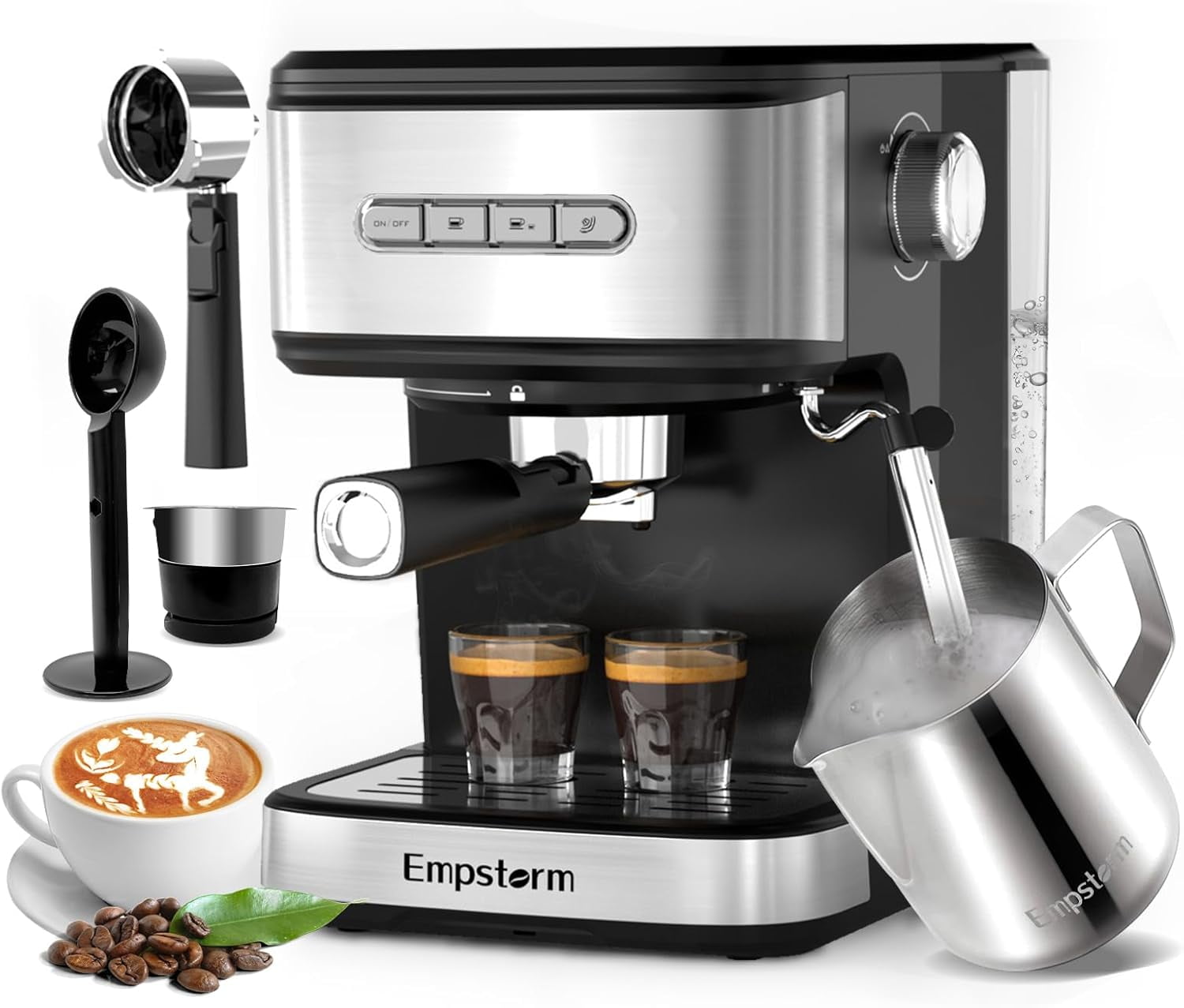 20 Bar Espresso Machine with Milk Frother and Steam Wand, Automatic ...