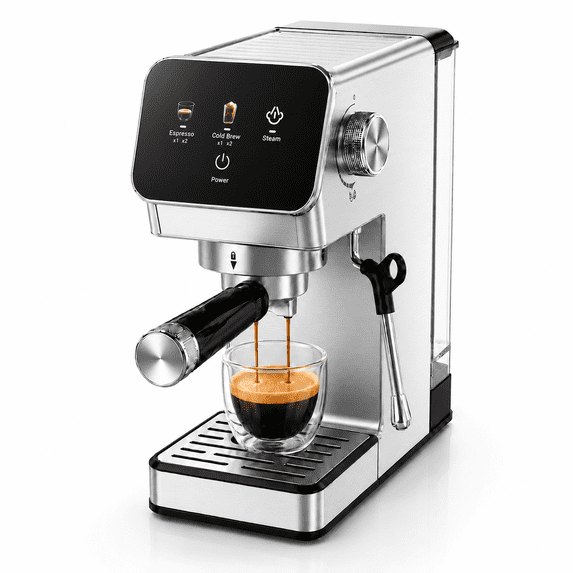 20-Bar Espresso Machine with Rapid Cold Brew, Stainless Steel Coffee ...