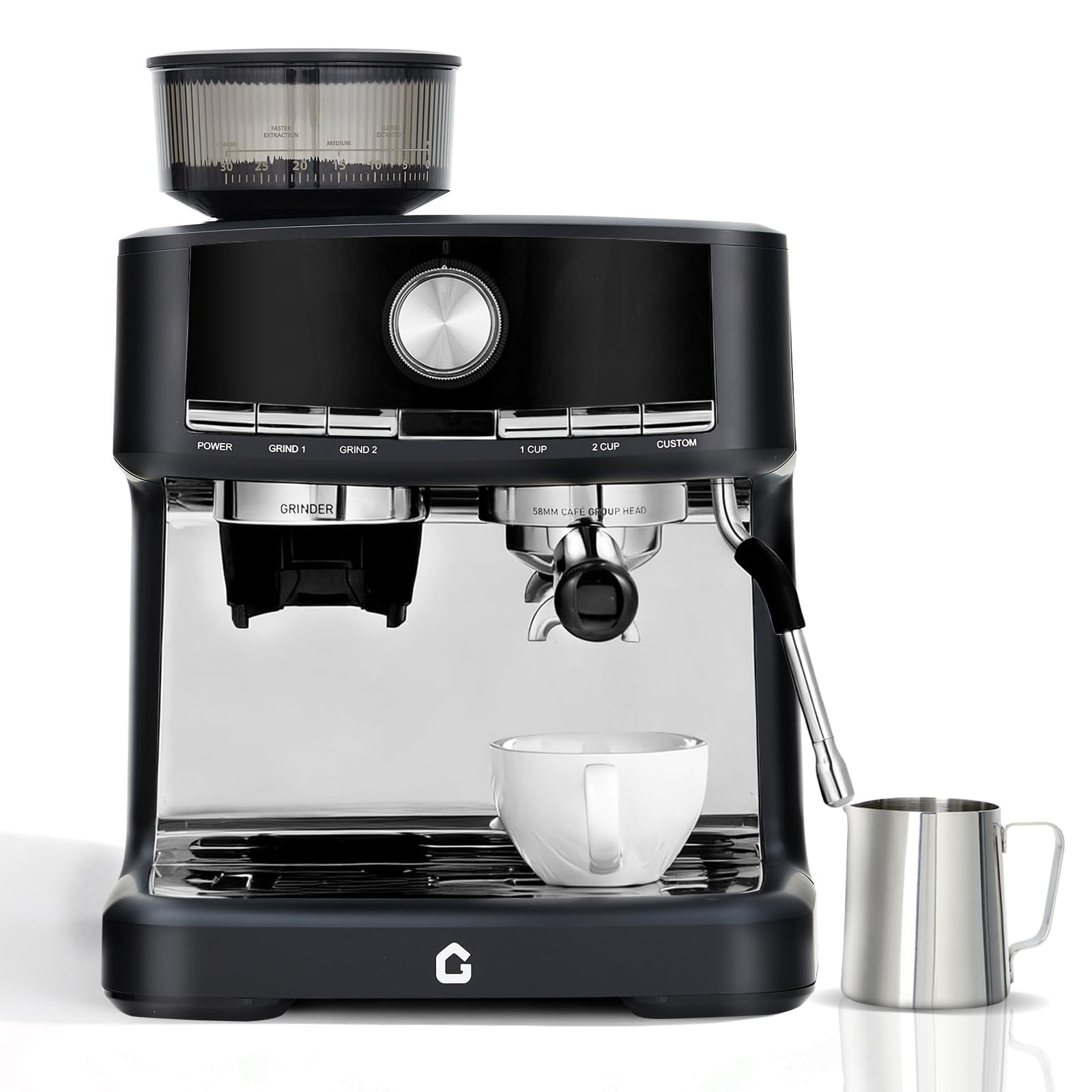 20 Bar Pressure Stainless Steel Espresso Machine with Grinder, 1.5L ...
