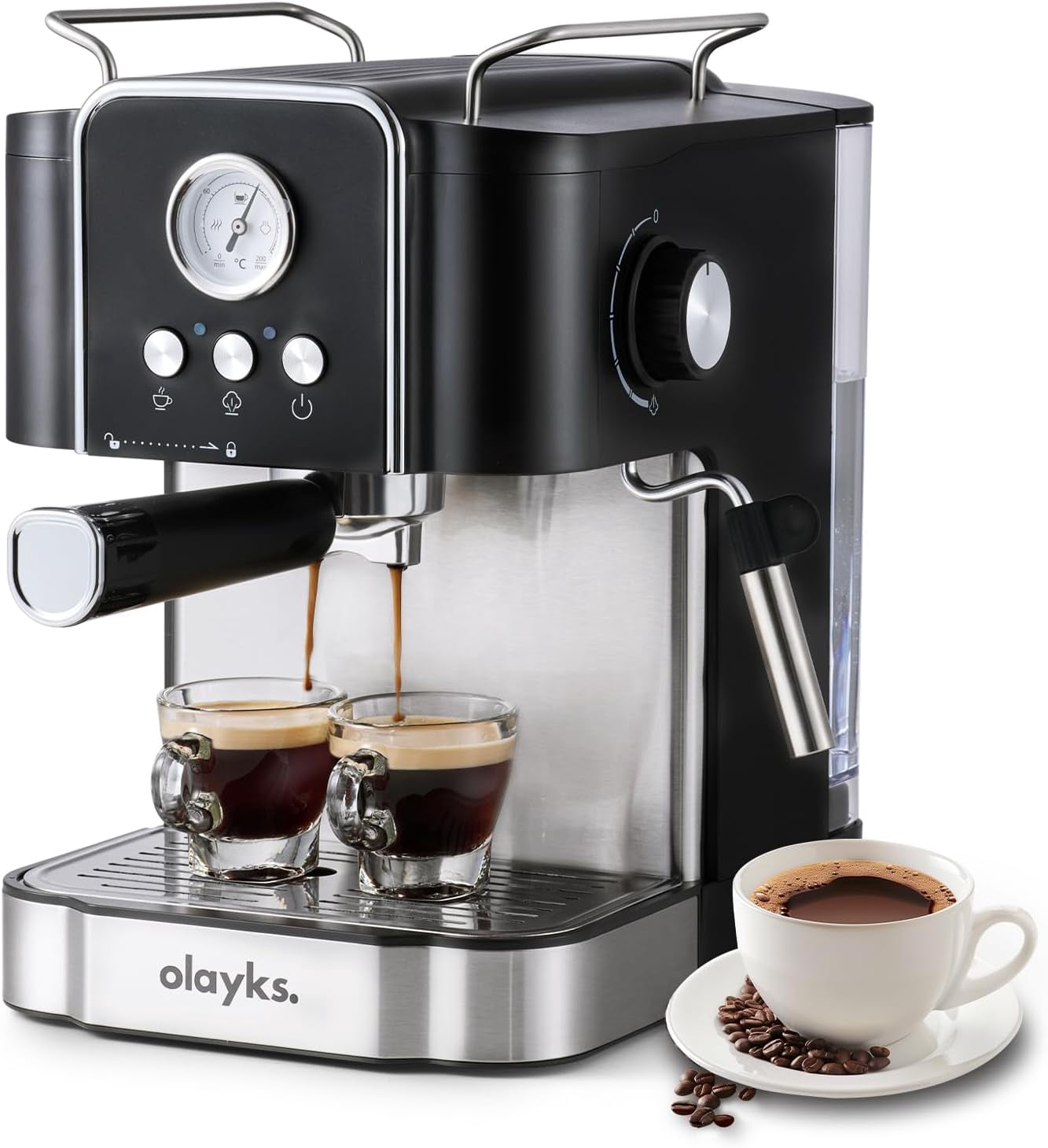 20 Bar Professtional Espresso Coffee Maker with Milk Frother Steam Wand ...