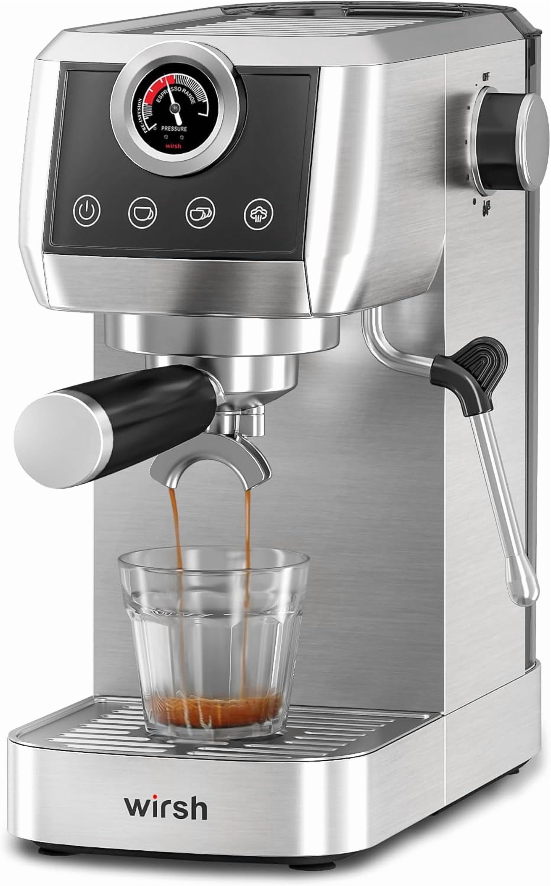 20 Bar Semi-Automatic Espresso Maker with Pressure Gauge, Steam Wand ...