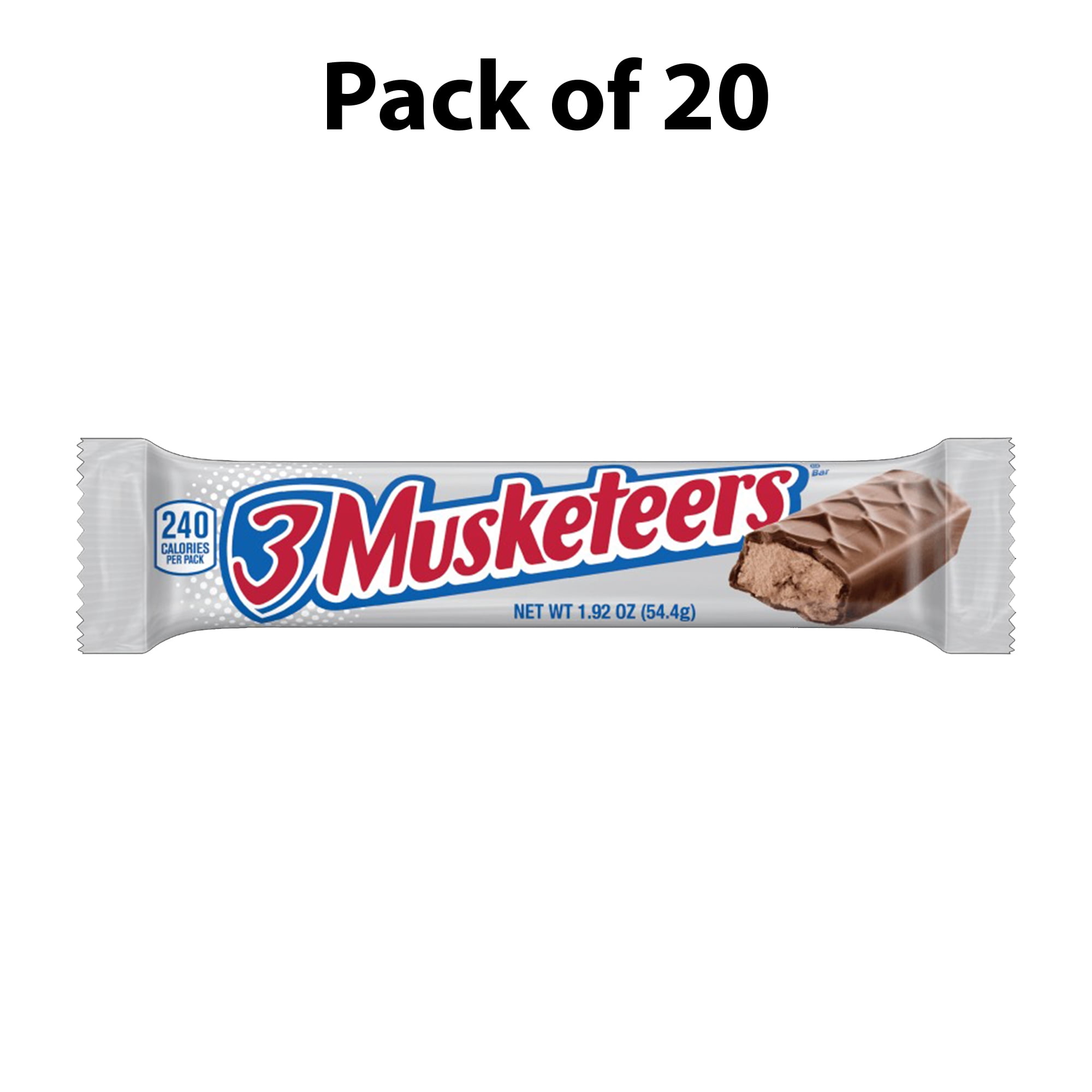 RADYAN 3 Musketeers Chocolate Candy Bars, Full Size, Crispy Snack, 20 ...