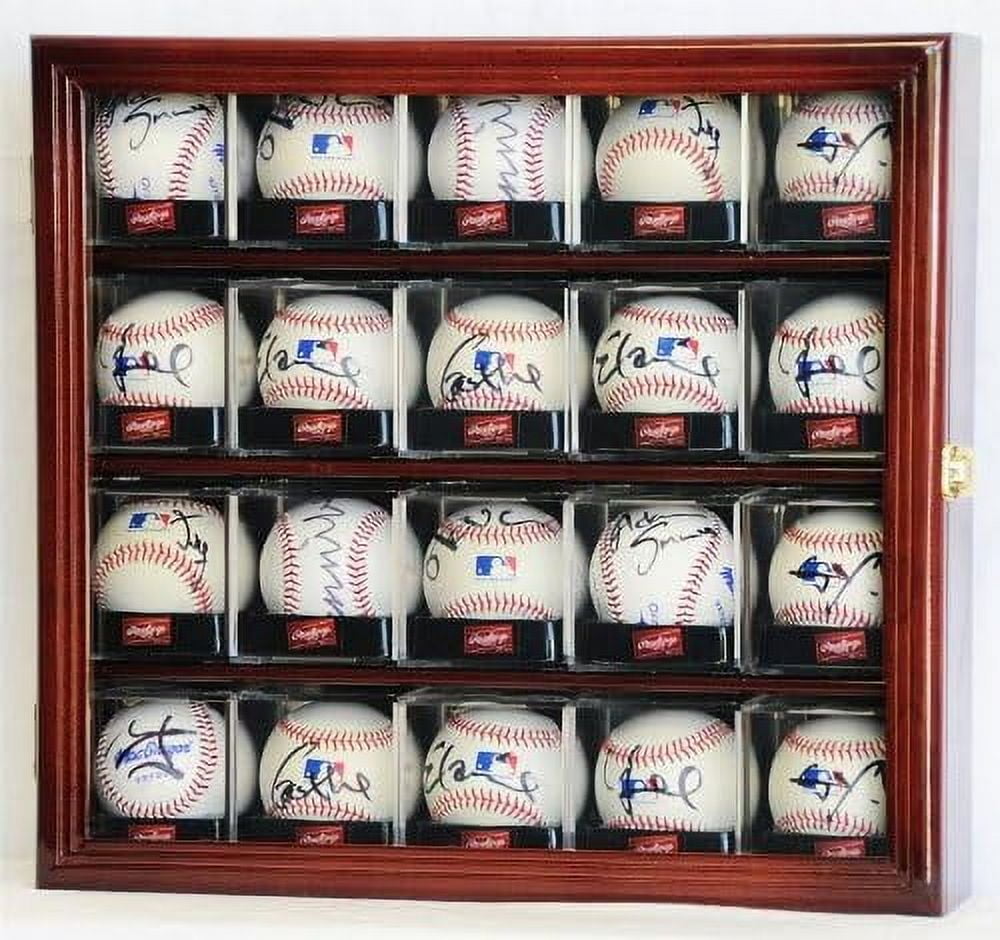 20 Baseball Arcylic Cubes Display Case Cabinet Holders Rack w/UV ...