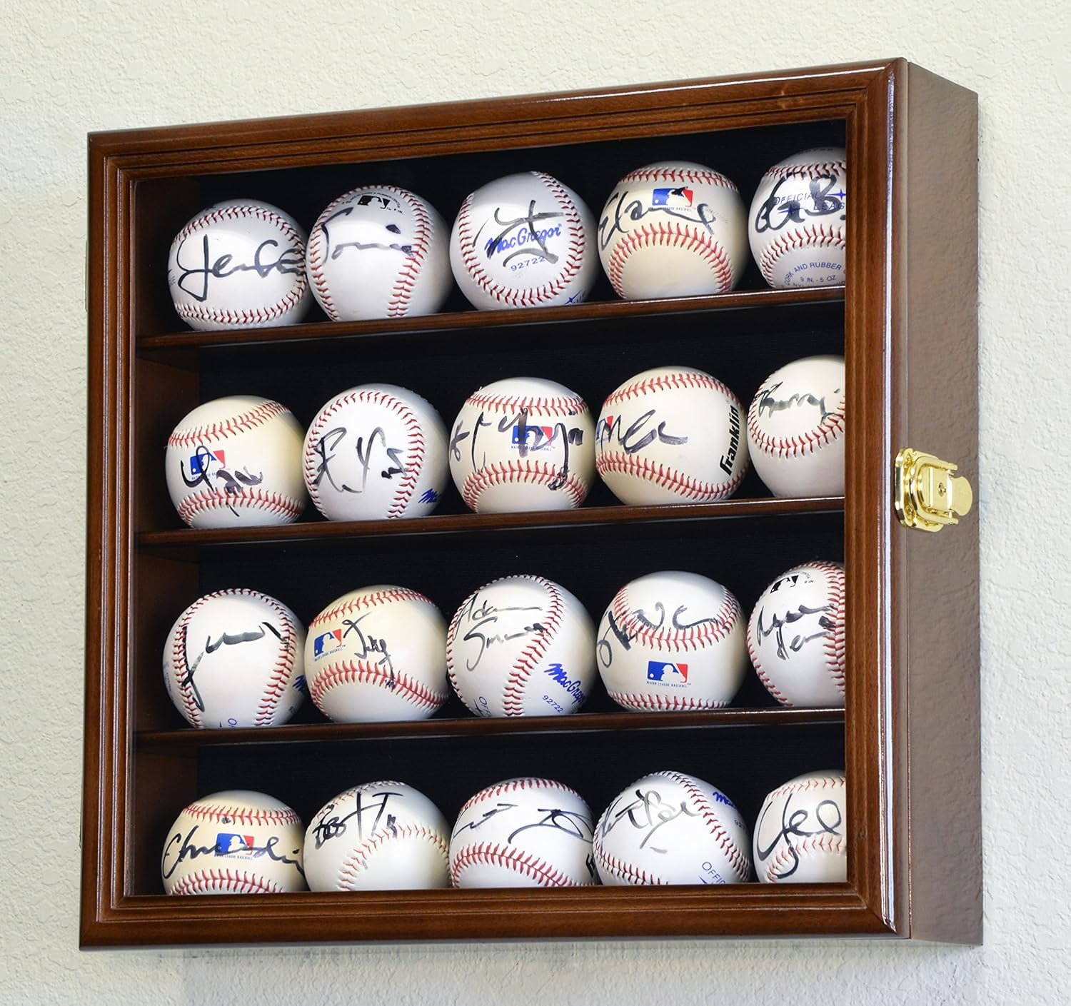 20 Baseball Ball Display Case Cabinet Holder Wall Rack 98% UV ...