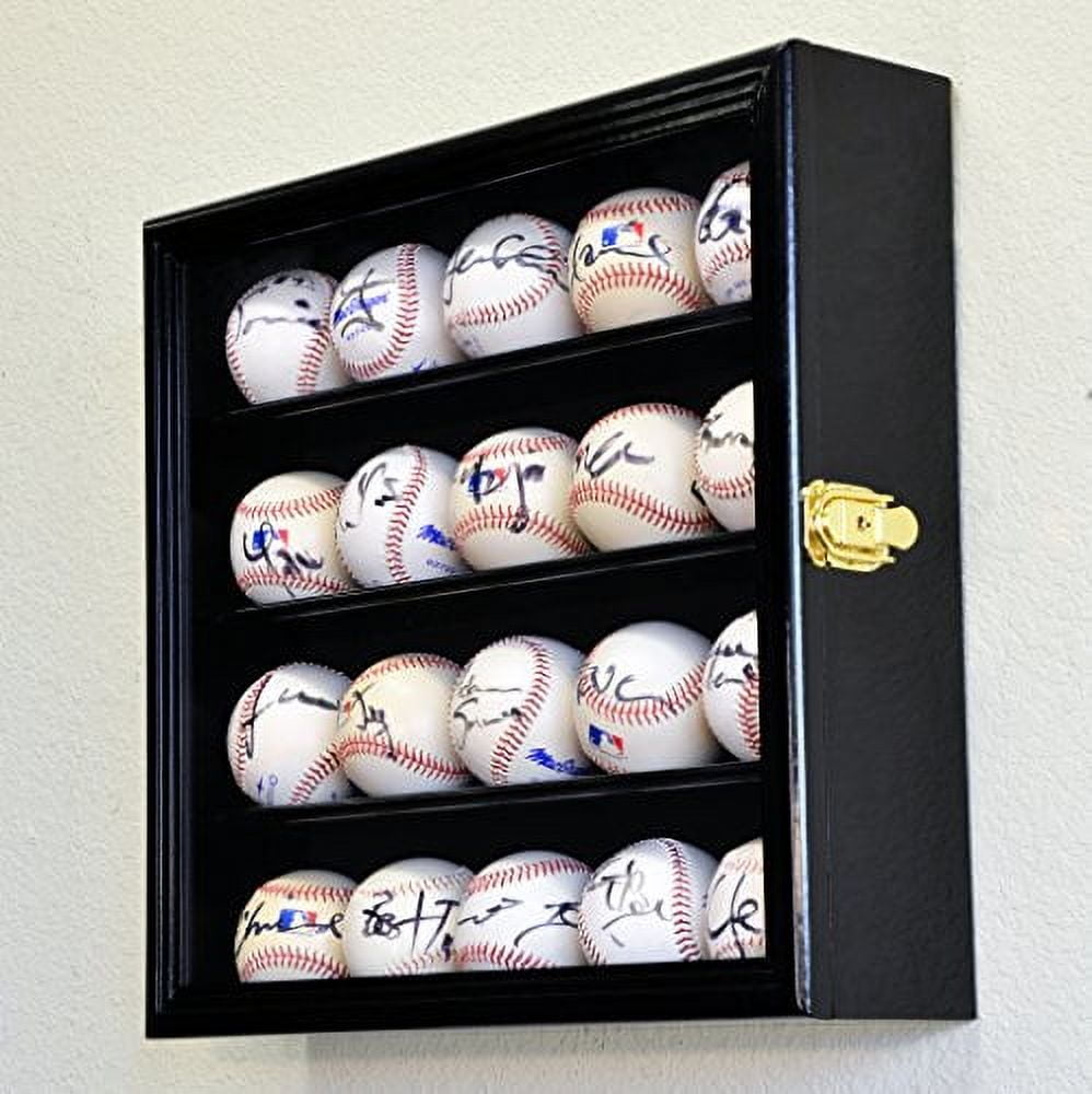 20 Baseball Ball Display Case Cabinet Holder Wall Rack 98% UV ...
