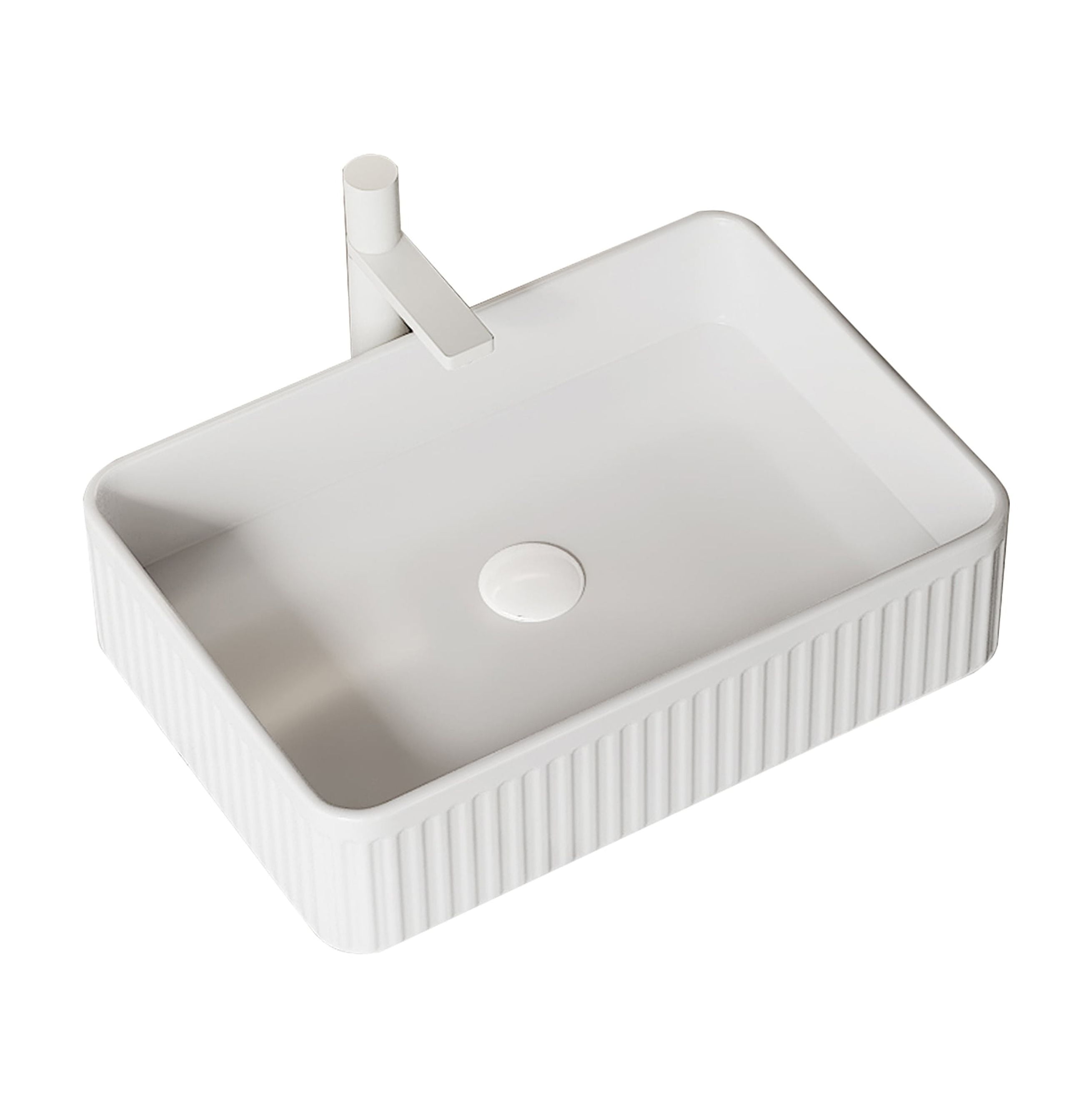 20'' Bathroom Sink, Rectangular Striped Vessel Ceramic Basin without ...