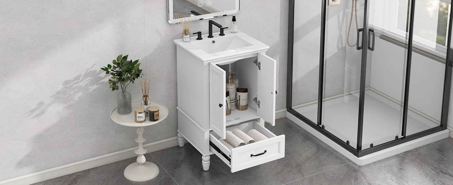 20" Bathroom Vanity with Sink, Bathroom Cabinet with Two Doors ...