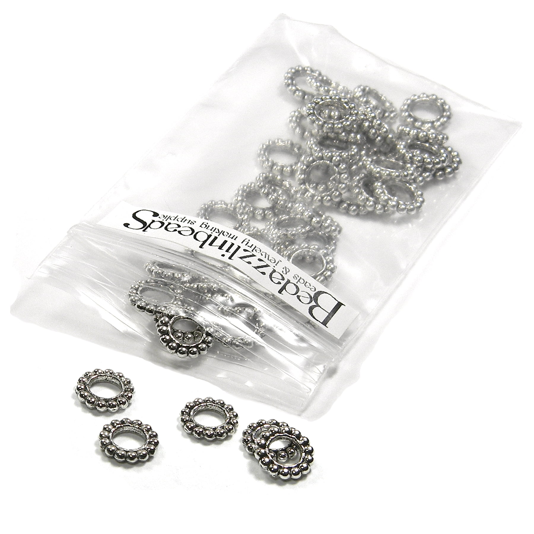 20 BdBeads Big Plated Pewter Beaded Rondelle 9mm x 2mm Round Spacer ...