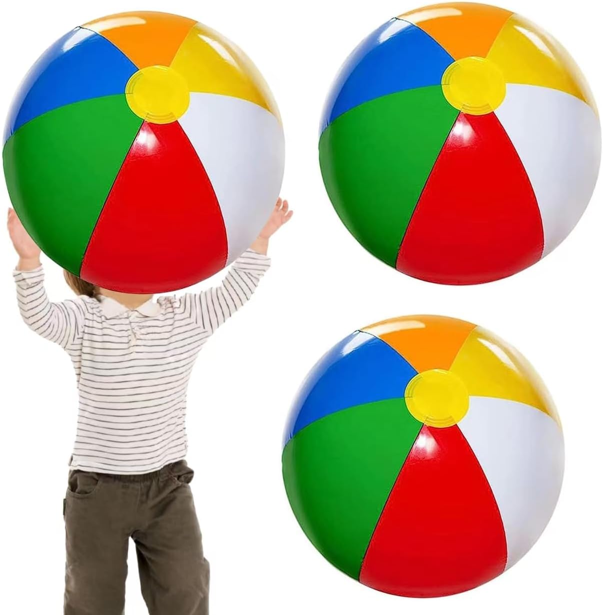 20" Beach Balls Large Rainbow Beach Ball Inflatable Pool Toys for Party ...