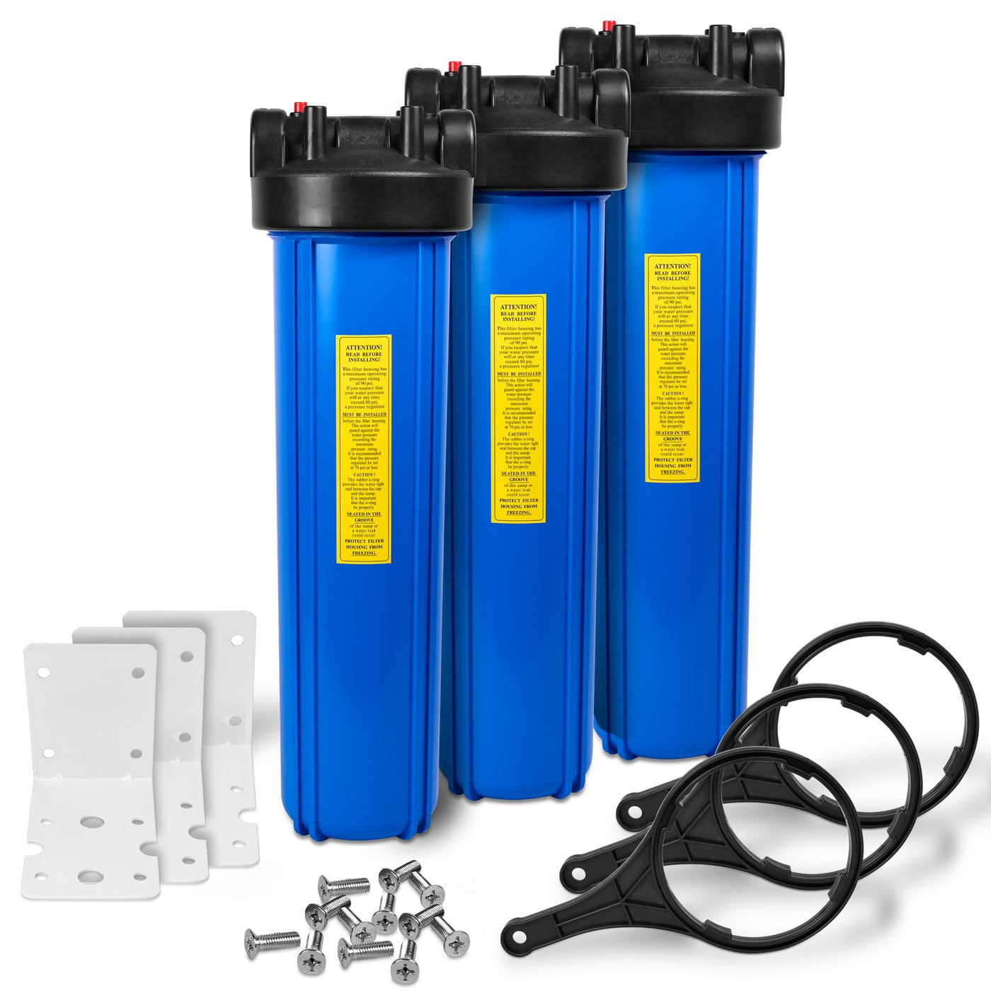 20" Big Blue Housing for Whole House Water Filtration System, 1” Brass ...