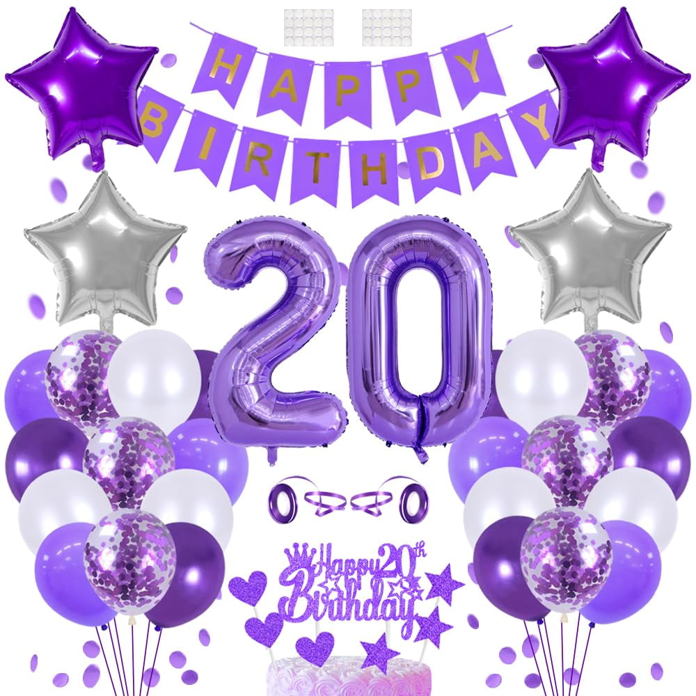 20 Birthday Decoration Happy SSF20 Birthday Banner Balloons Cupcake ...