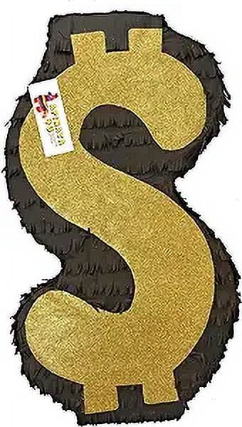 20" Black & Gold Money Dollar Sign Pinata Money Symbol Las Vegas Themed ...