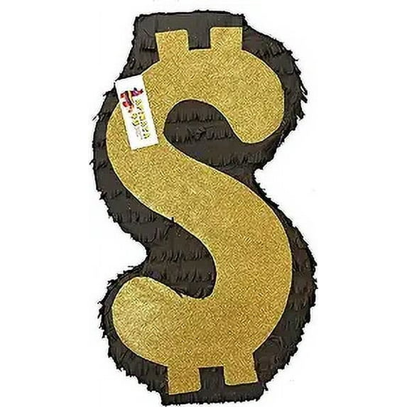 20" Black & Gold Money Dollar Sign Pinata Money Symbol Las Vegas Themed ...