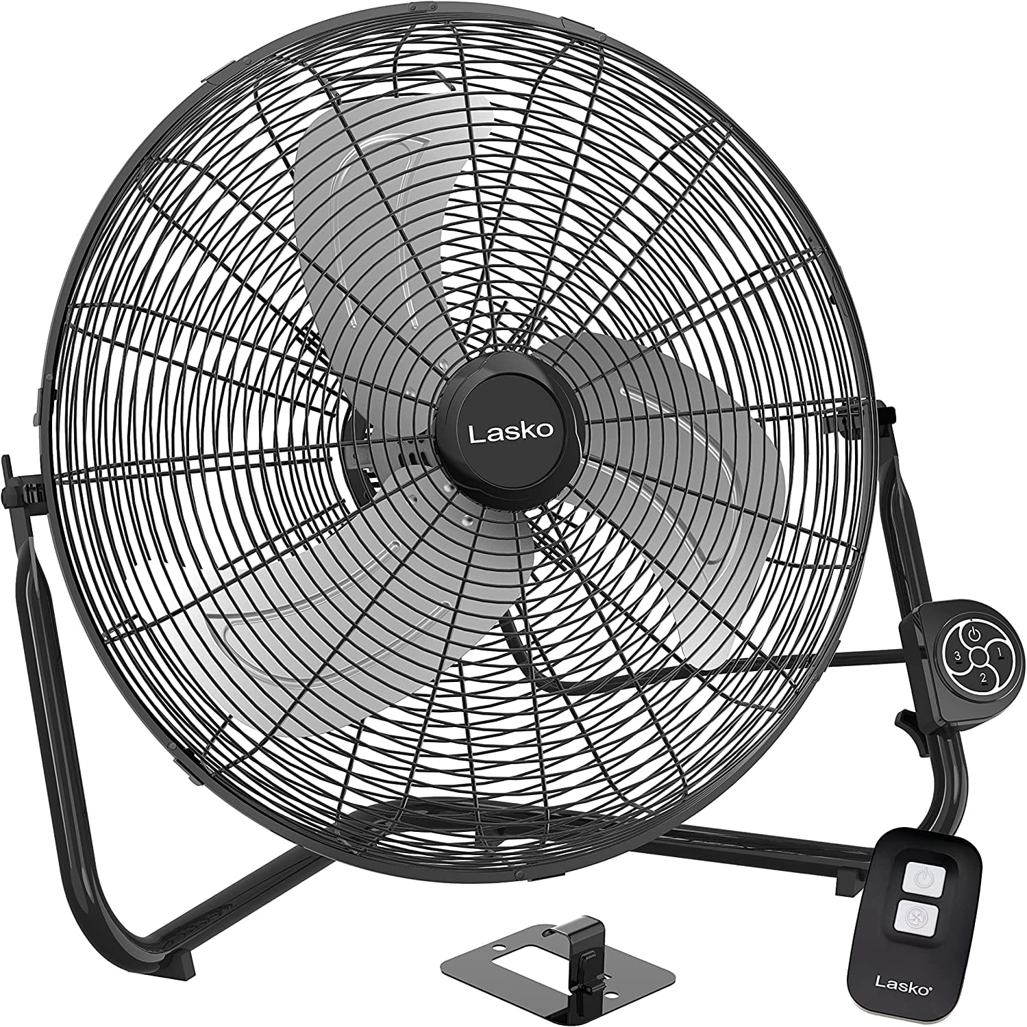 20" Black High Velocity Wall Mount Fan with Pivoting Head - 3 Speeds ...