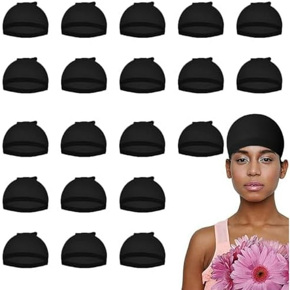 20- Black Lace Front Stocking Cap - Stretchy Nylon Wig Cap for Women's ...