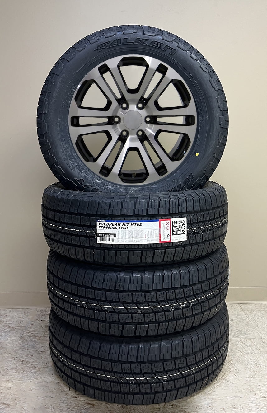 20" Black and Machine Split Spoke Wheels with 275/55R20 All Season ...