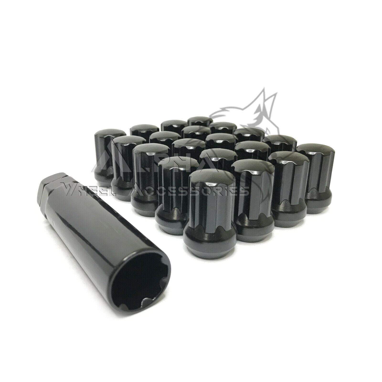 20 Black Spline Lug Nuts 14x1.5 For 2011 Up Jeep Grand Cherokee SRT8 ...
