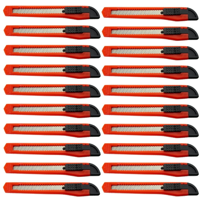 20 Bulk Small Red Utility Knife Box Cutters Snap Off Blade 9MM Blade ...