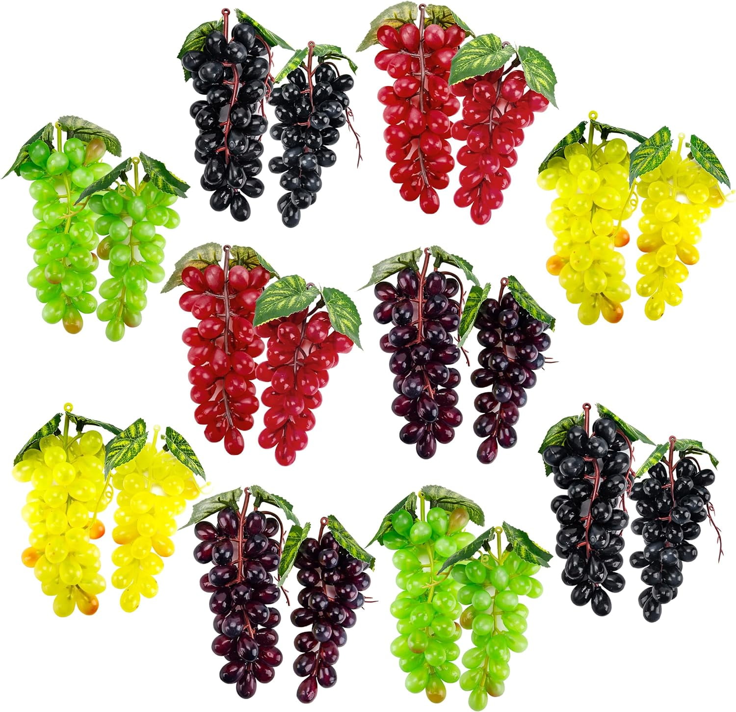 20 Bunches Artificial Grapes, Simulation Decorative Lifelike Rubber ...