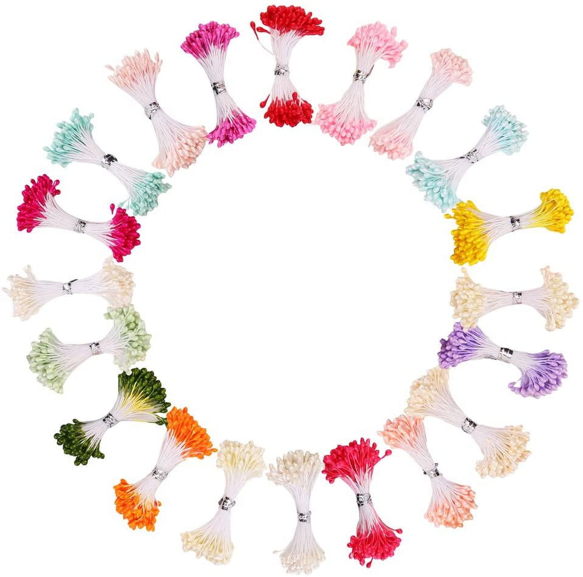 20 Bundles 1700 Pieces Assorted Color 3mm Pearl Flower Stamen for Card ...