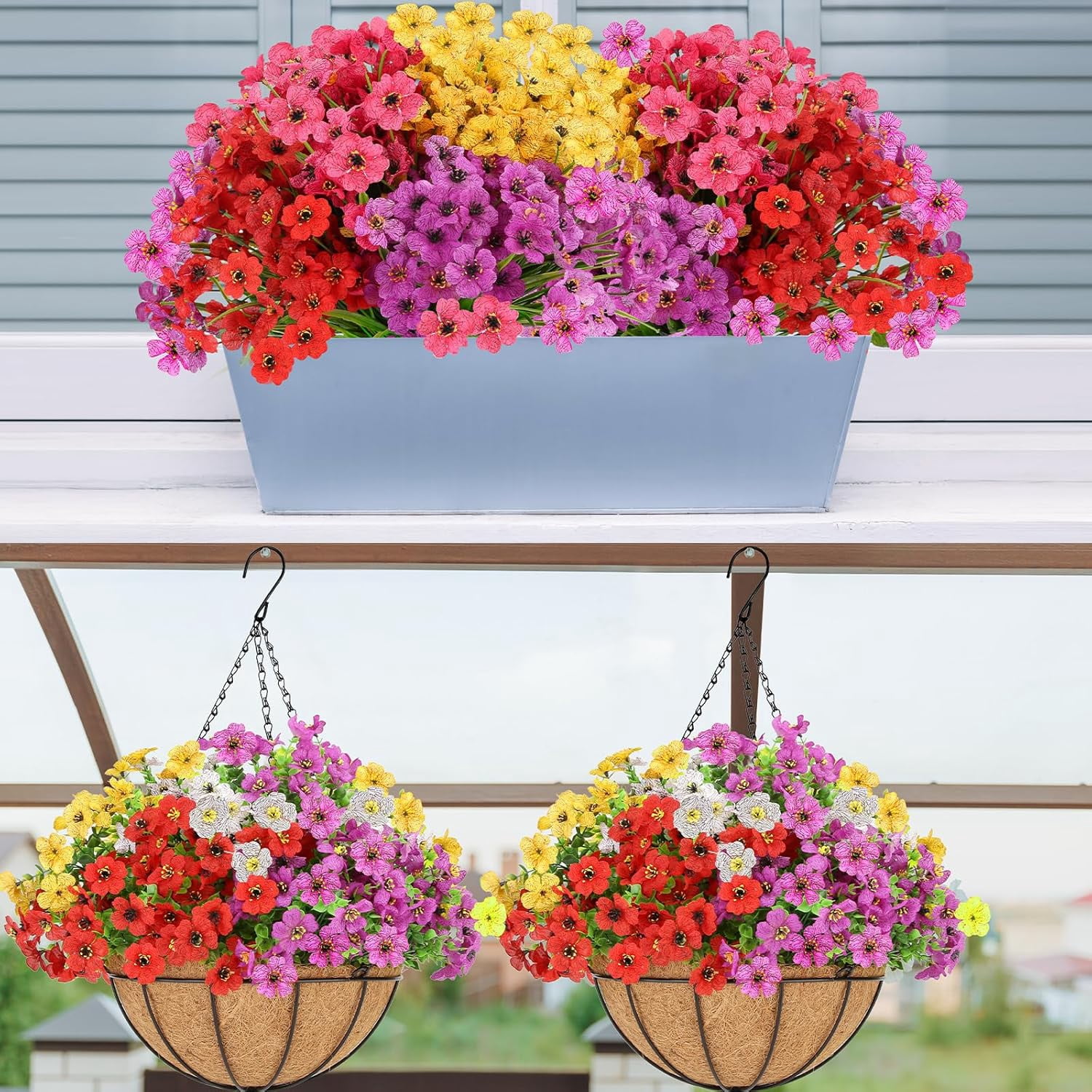 20 Bundles Ariticial Flowers with Grass& 24 Bundles Flowers with Leaves ...