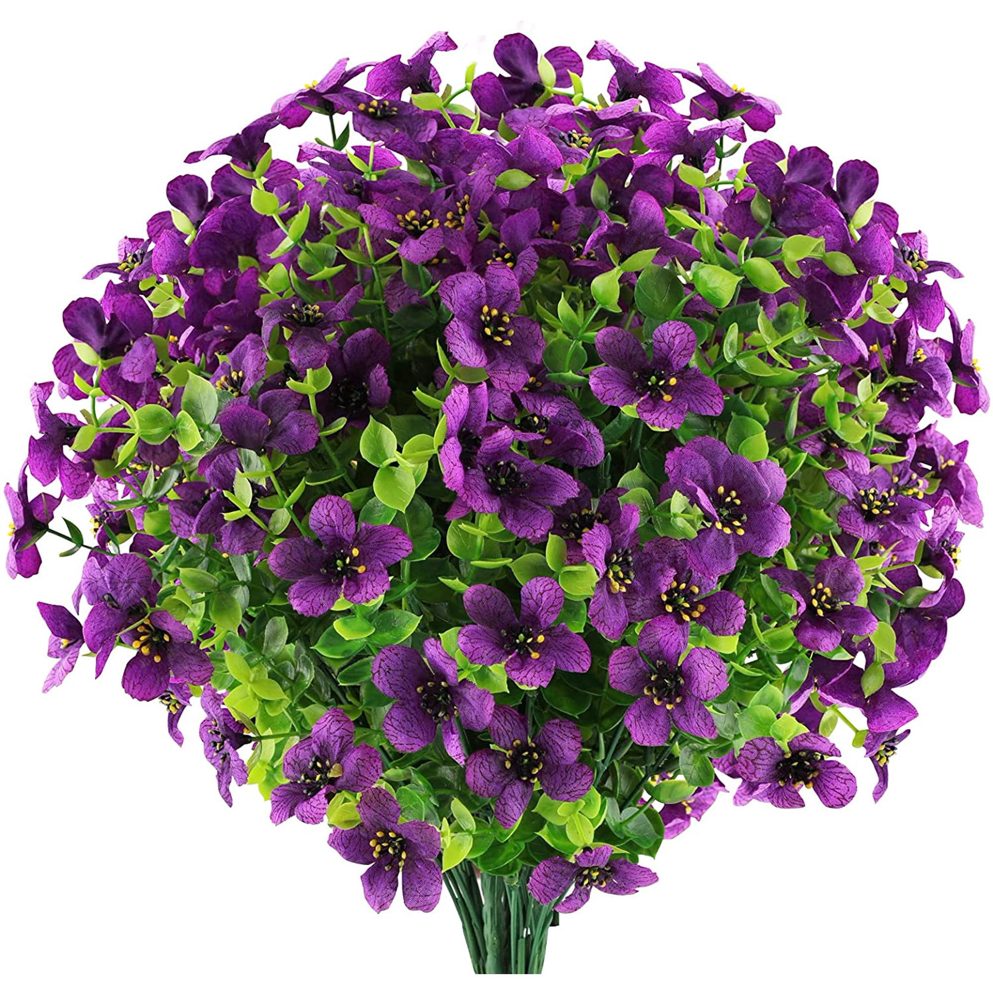 20 Bundles Artificial Fake Violet Flowers, Outdoor UV Resistant ...
