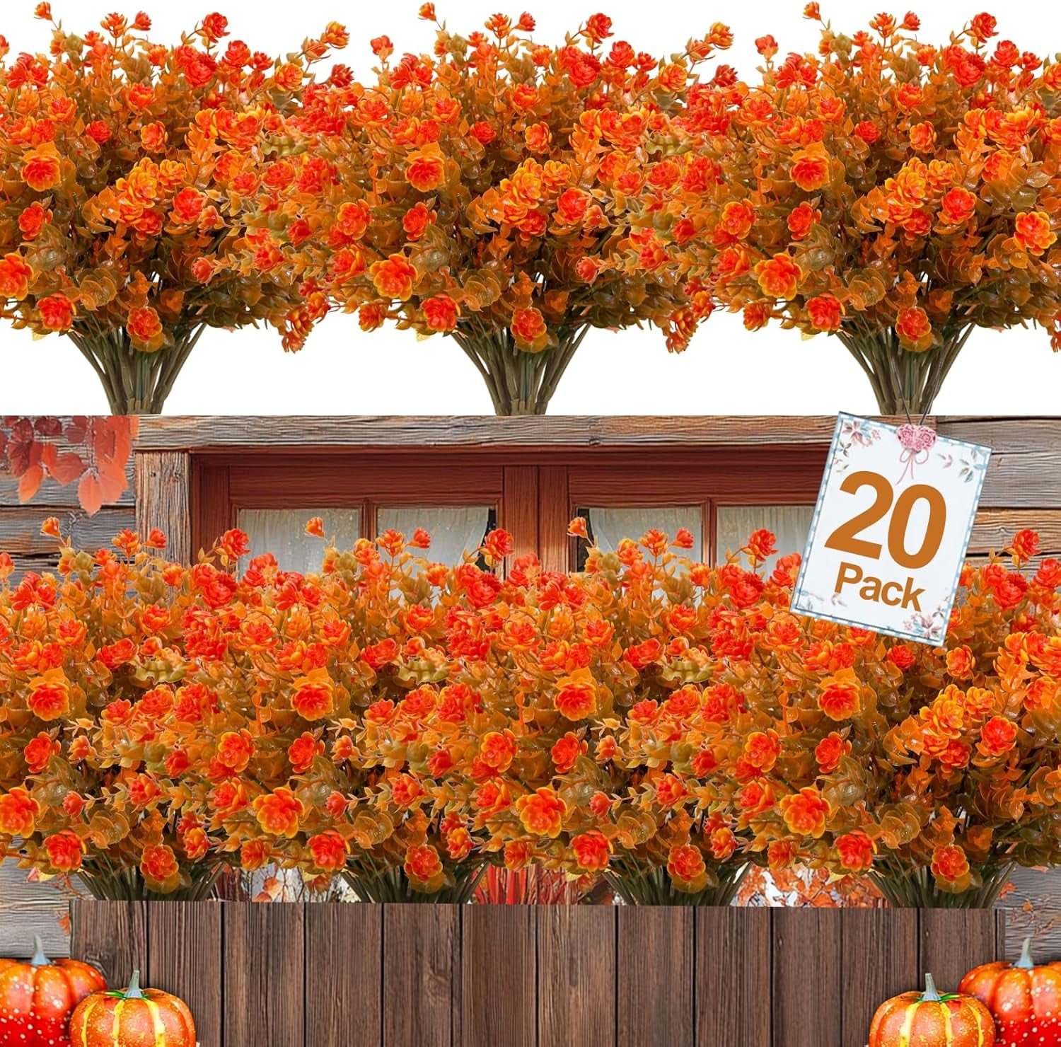 20 Bundles Artificial Fall Flowers for Outdoors Fall Decorations - UV ...