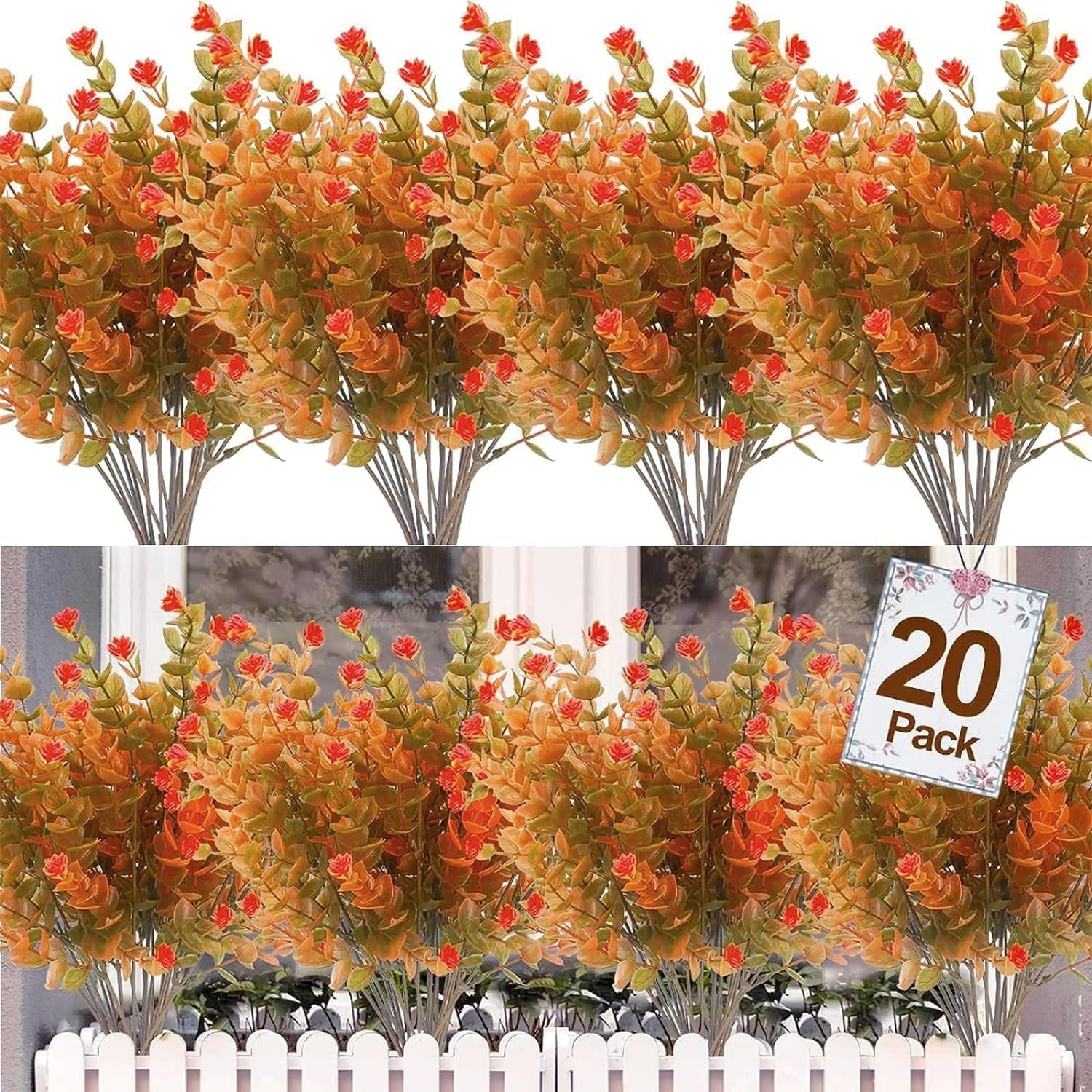 20 Bundles Artificial Flowers for Outdoor Decoration, Fall Decoration ...