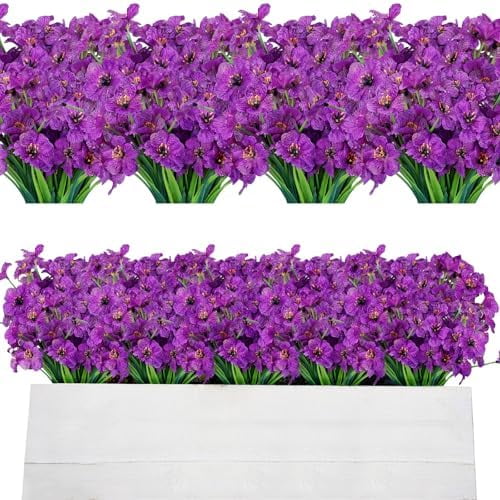 20 Bundles Artificial Flowers for Outdoor Outside Spring Summer ...