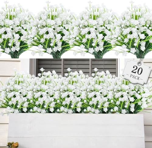 20 Bundles Artificial Flowers for Outdoor Outside Spring Summer ...