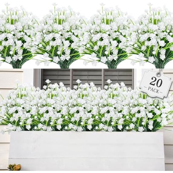 20 Bundles Artificial Flowers for Outdoor Outside Spring Summer ...