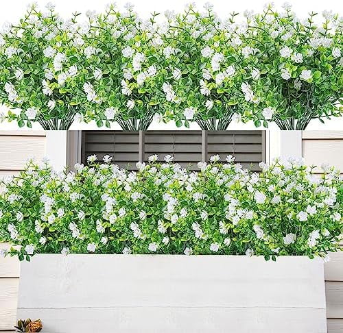 20 Bundles Artificial Flowers for Outdoor Outside Spring Summer ...