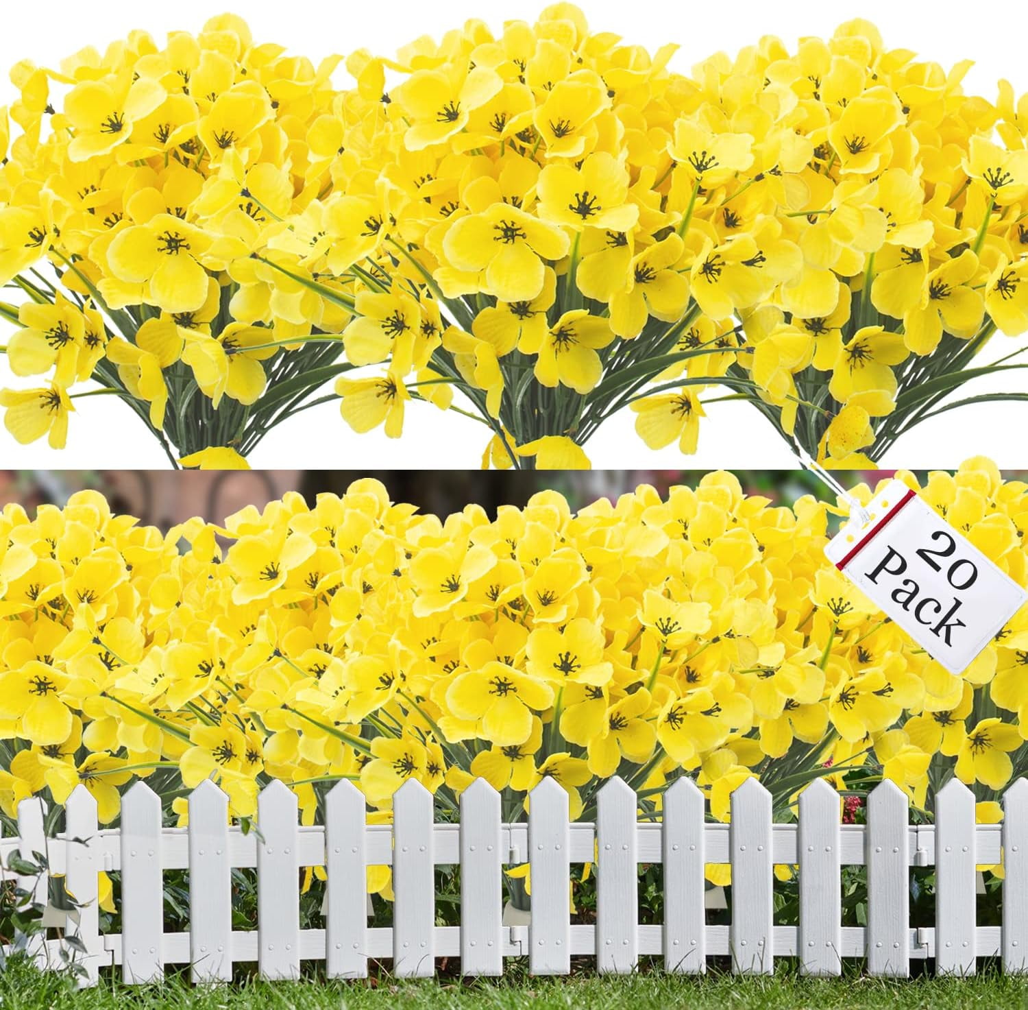 20 Bundles Artificial Flowers Silk Flowers Outdoor Decoration, UV ...