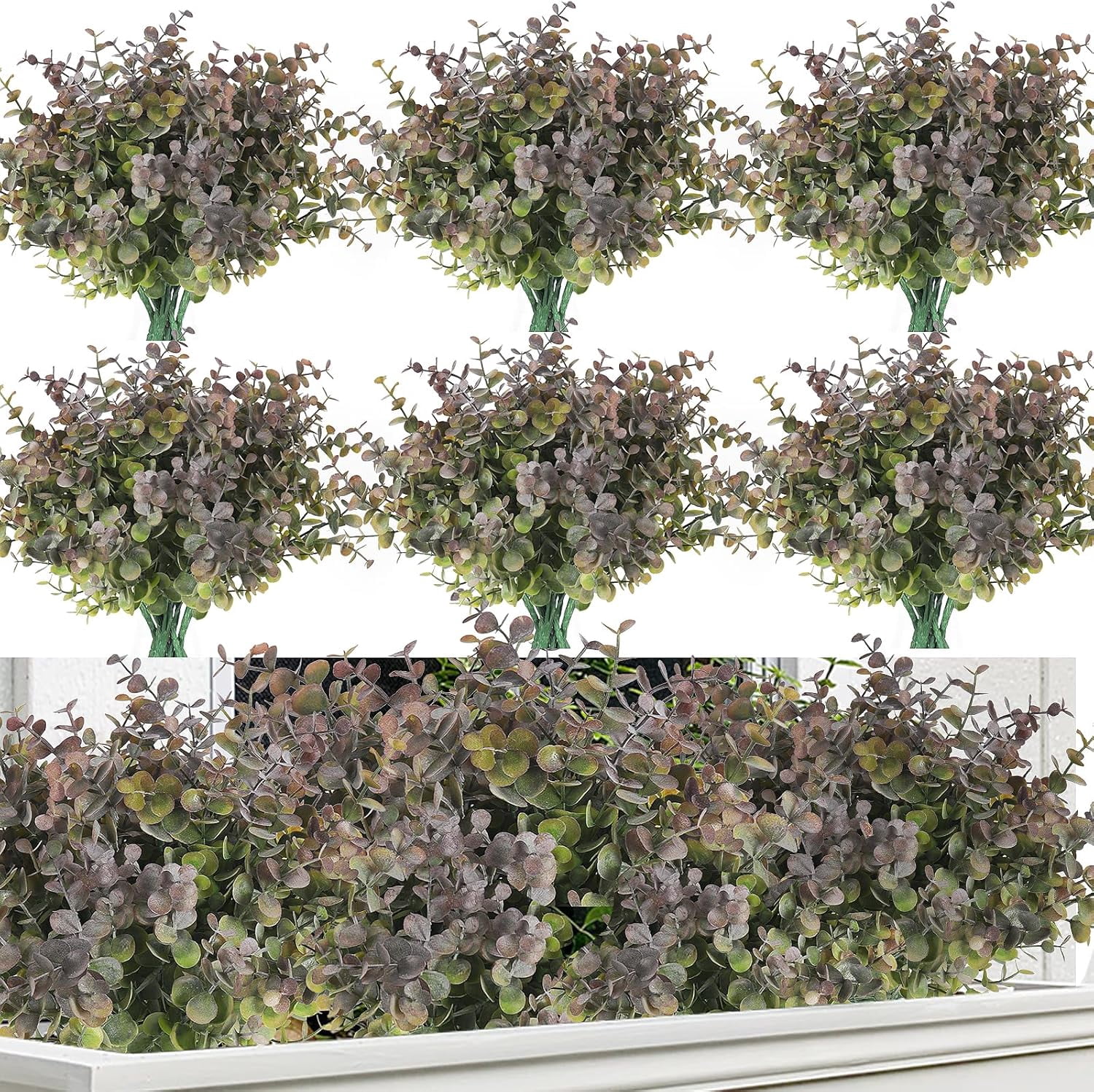20 Bundles Artificial Plants Outdoor Faux Plant Eucalyptus Stems ...